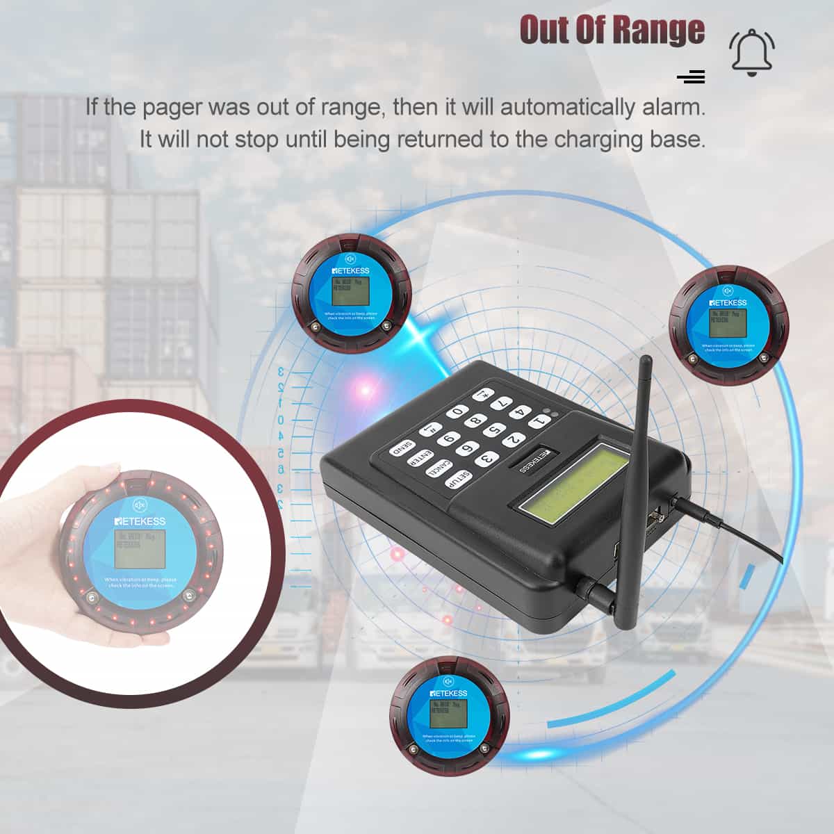 TD166 Alphanumeric Pager Long Range Paging System for Manufacturing ...